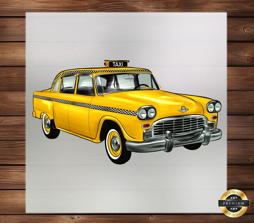 Taxi Cab DTF Transfer, Urban Chic Design for Apparel, Perfect for City ...