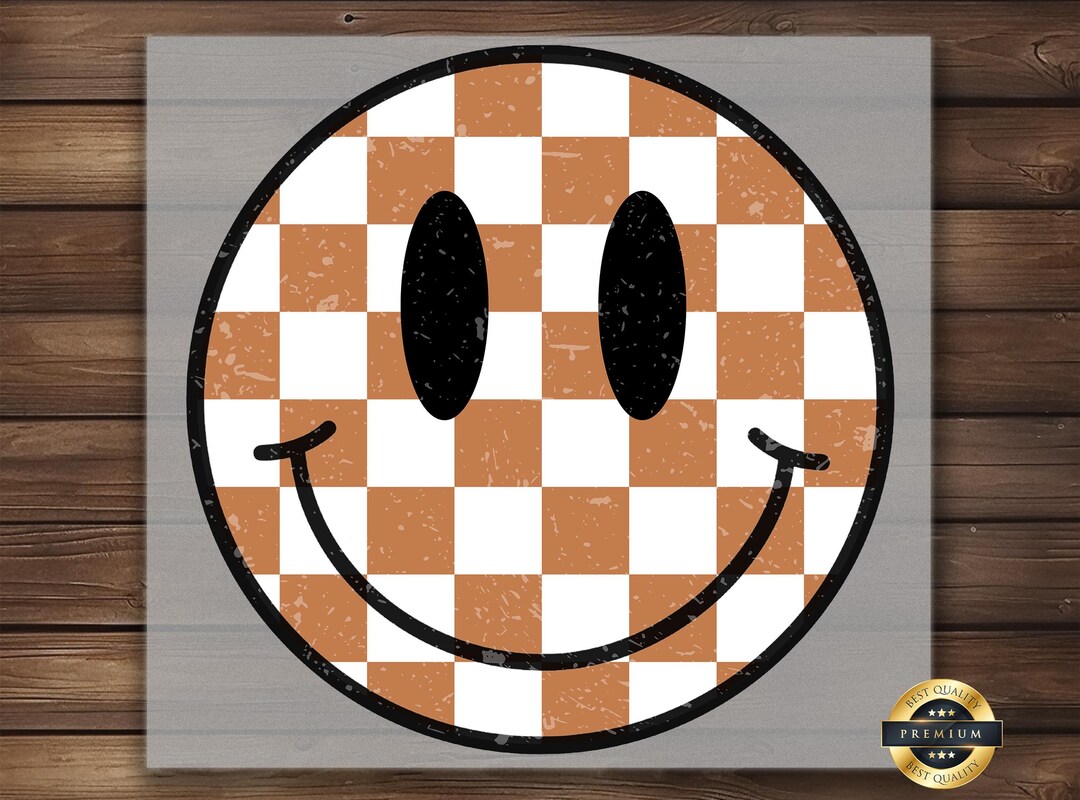 Checkered Smiley Face DTF Transfer, Simple and Bold Design, Easy Iron ...