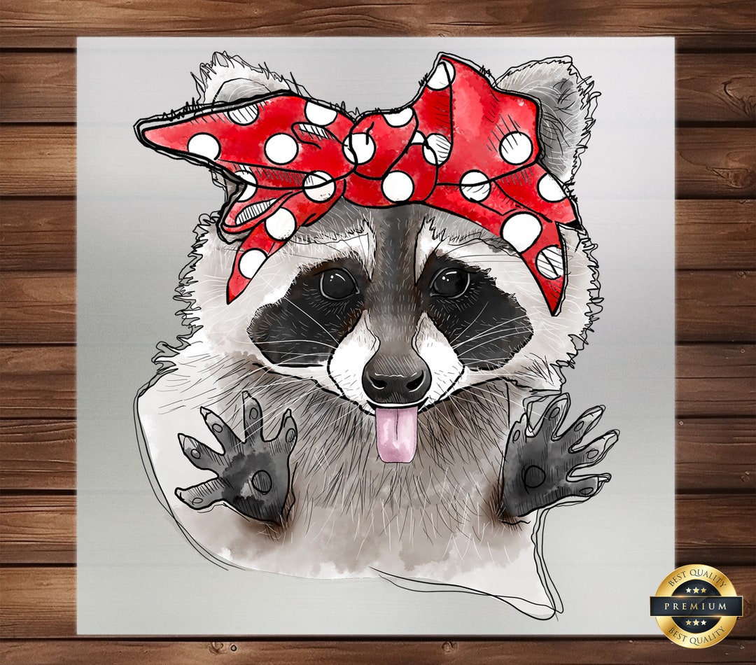 Raccoon With Bandana DTF Transfer - Unique Animal Design, Iron-on ...