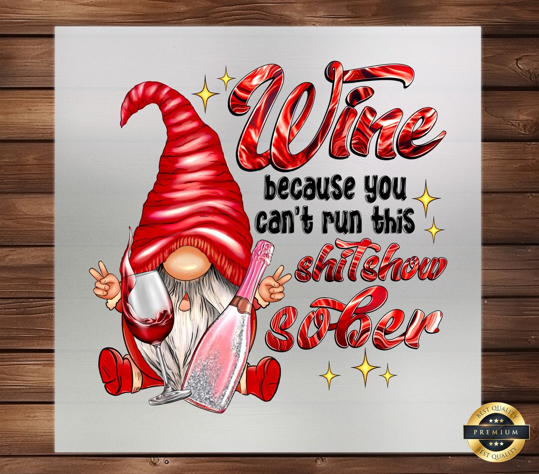 Wine Gnome DTF Transfer - Whimsical Gnome Enjoying a Glass of Wine ...