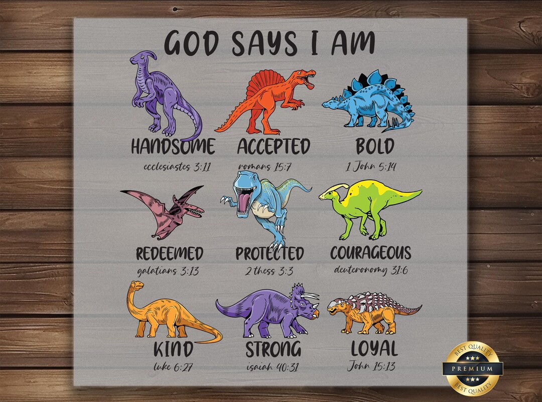 Christian Dinosaur DTF Transfer: Bible Verse Dino Print, DIY Kids Shirt ...