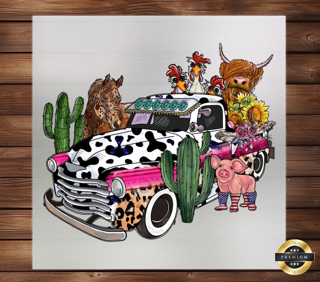Western Animals Truck DTF Transfer: Rustic Wildlife Design - Etsy