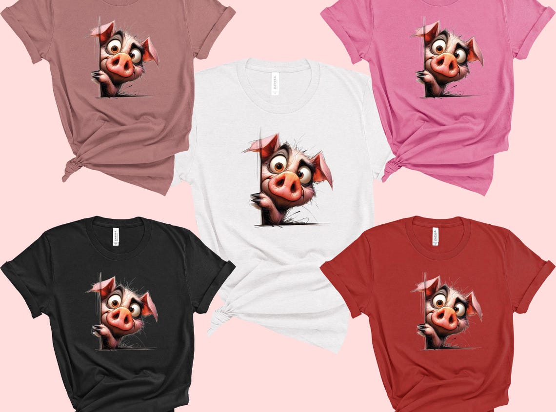 Goofy Pig DTF Transfer: Funny Cartoon Print, Pig Lover Gift - Etsy