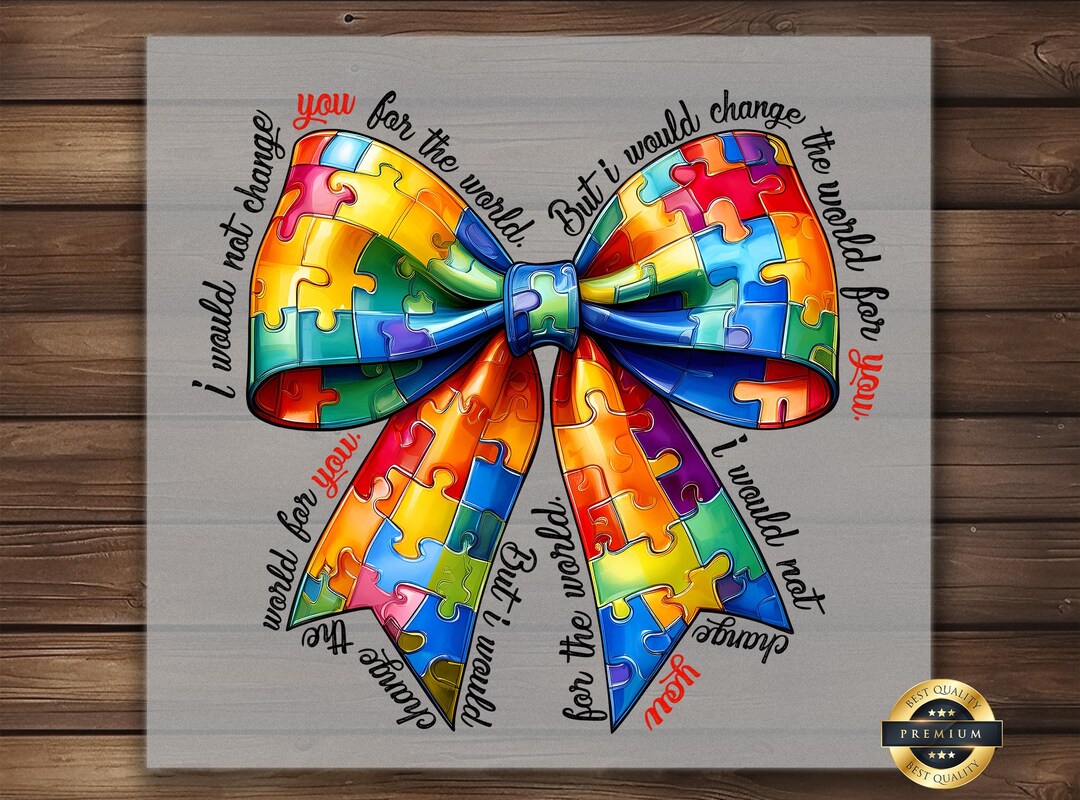 Autism Awareness Puzzle Piece Bow DTF Transfer: DIY Shirt Print - Etsy