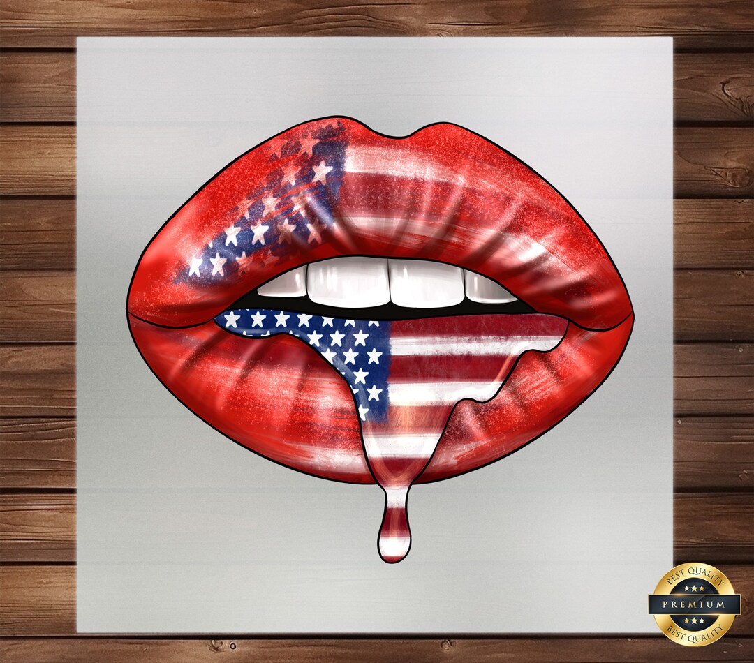 American Drip Lips DTF Transfer, Show Your Patriotic Pride With Red ...