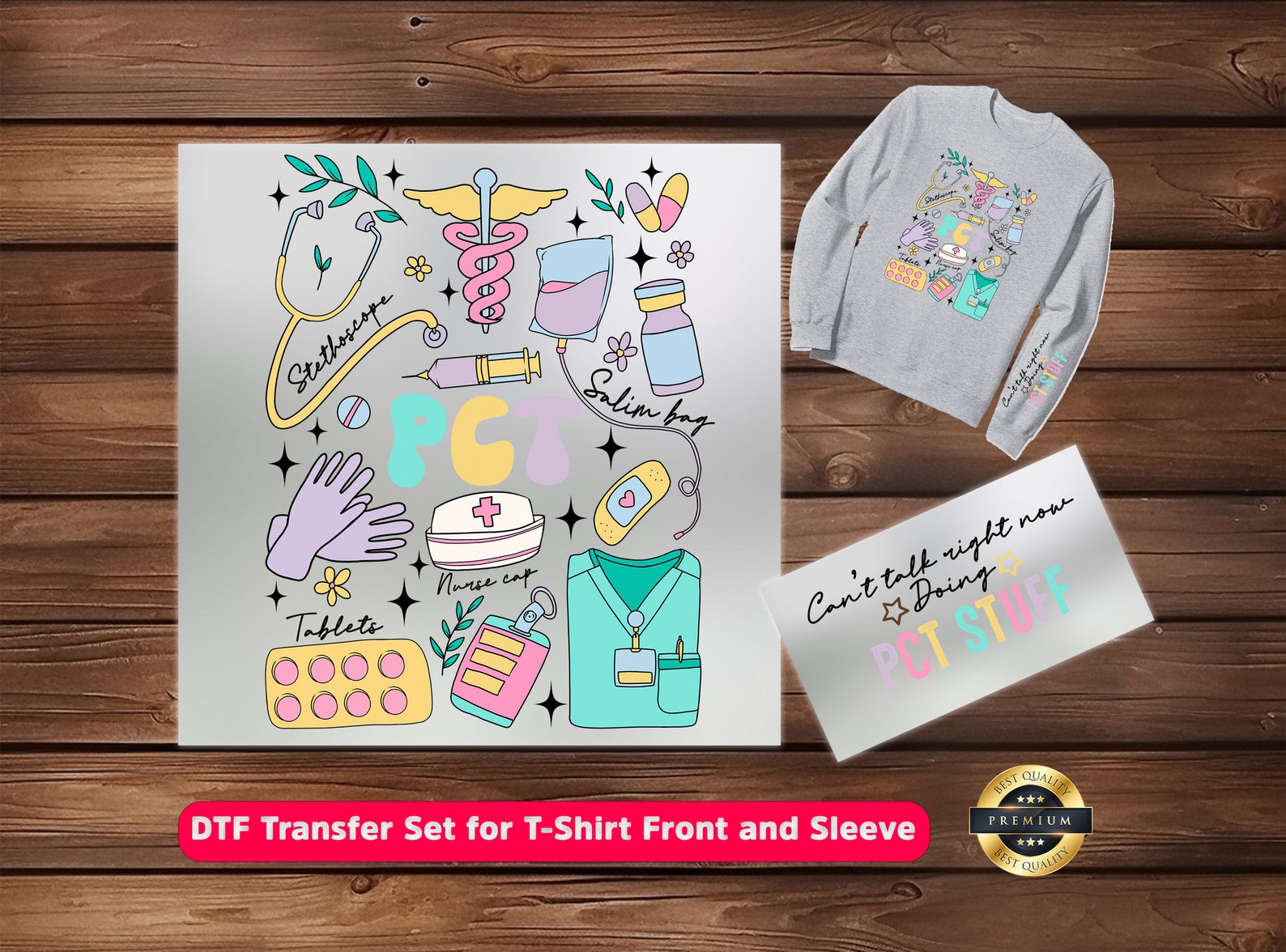 PCT Patient Care Technician DTF Transfer: Medical Design - Etsy