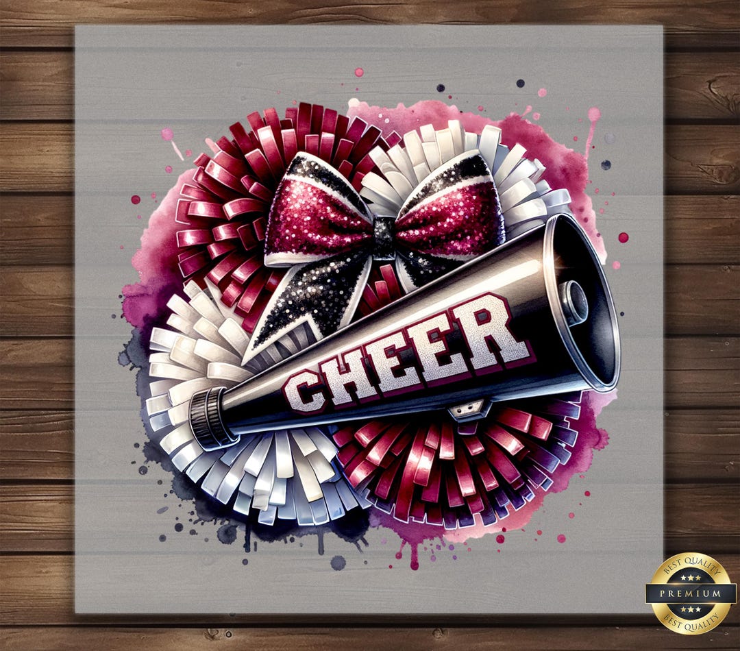 Cheer Megaphone and Bow DTF Transfer, Purple and Black Iron-on Design ...