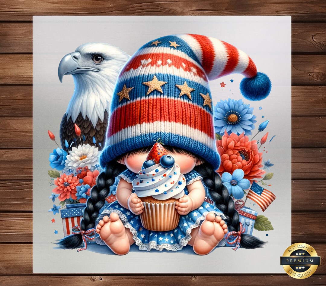 Veteran's Day & 4th of July Patriotic Gnome DTF Transfer, Dual-theme ...