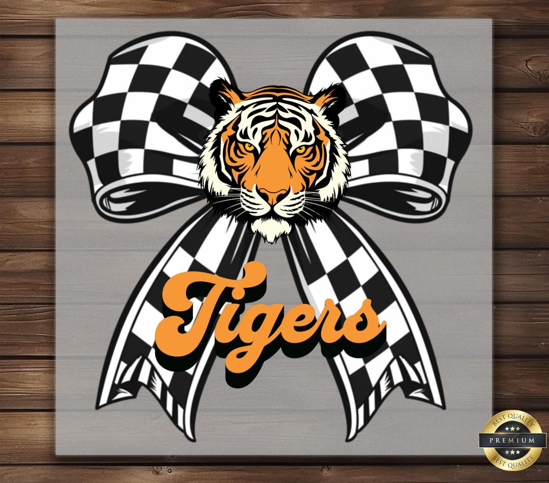 Coquette Bow Tigers DTF Transfer: Retro Mascot Iron-on Decal - Etsy