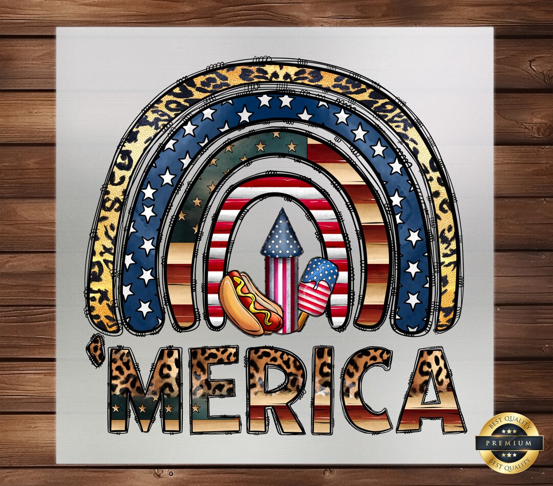 Merica Rainbow DTF Transfer, American Flag Design, Ready to Press, Iron on Decal for Custom ...