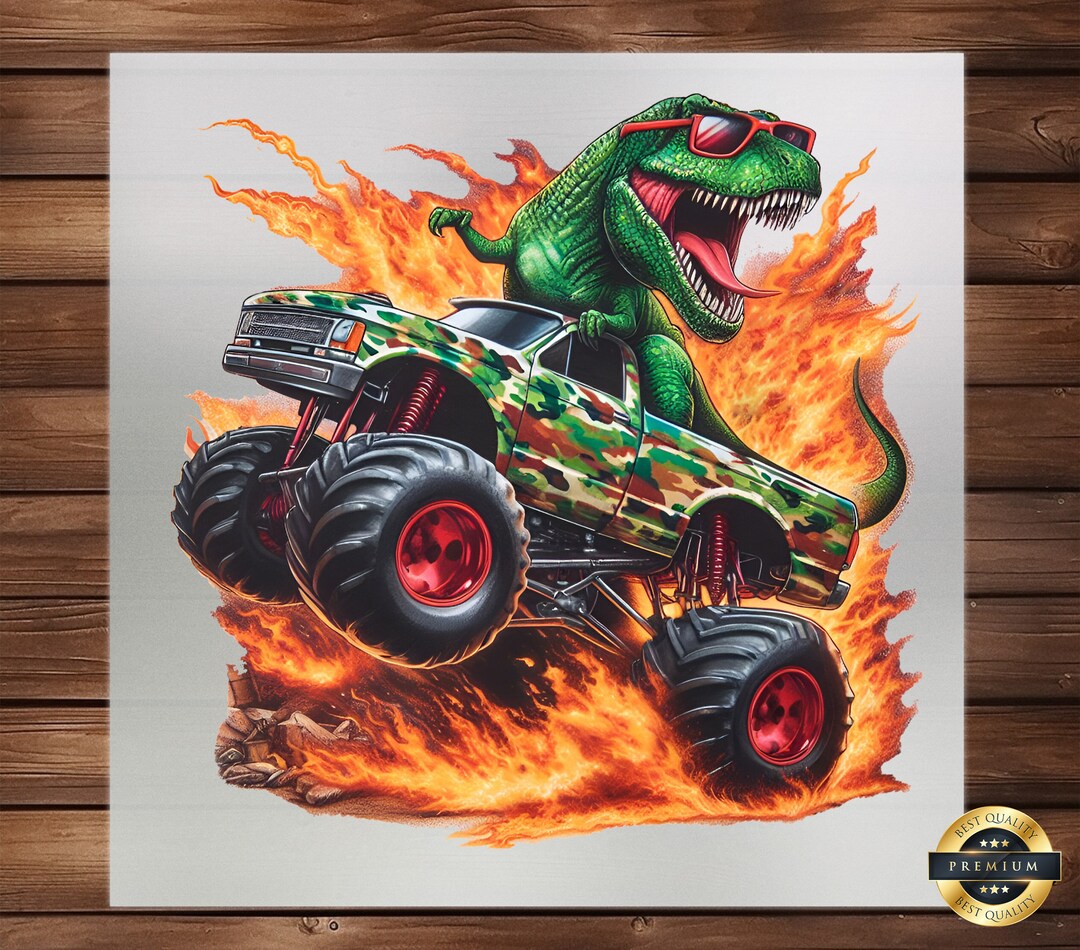 Monster Truck T-rex DTF Transfer: Dino Adventure - Etsy