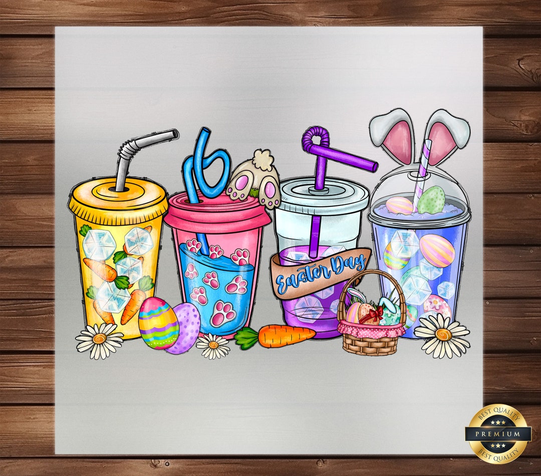 Easter Loaded Tea Cups DTF Transfer, Easter Drink-themed Design, Easy ...