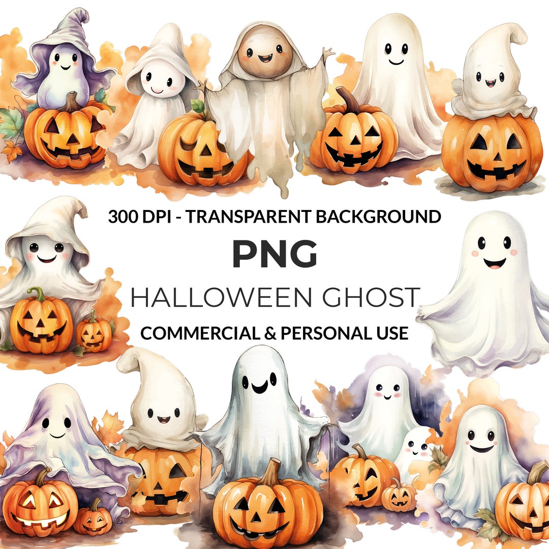 Watercolor Halloween Ghost Clipart | PNG Clipart | Digital Download ...