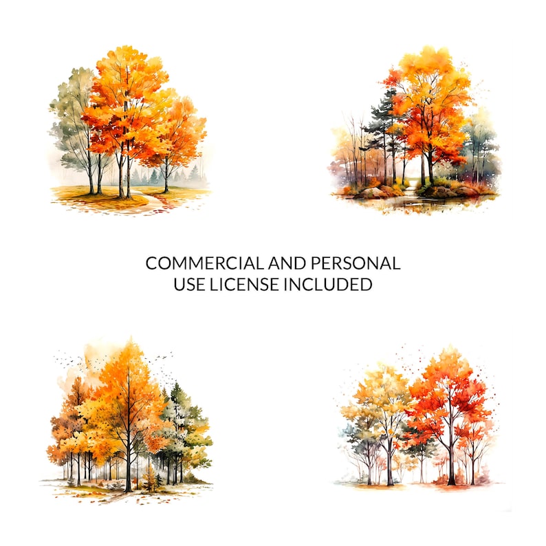 Autumn Trees Clipart | Fall Trees | High Quality JPG | Digital Download ...