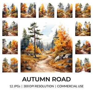 Autumn Road Clipart Fall Road High Quality JPG Digital Download Instant ...