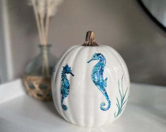 Beach Pumpkins With Turtles & Seahorses, Fall Decor, Thanksgiving ...