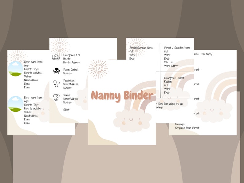 Editable Nanny Binder/ Nanny Notes/ Nanny Agreement/ Nanny Planner ...