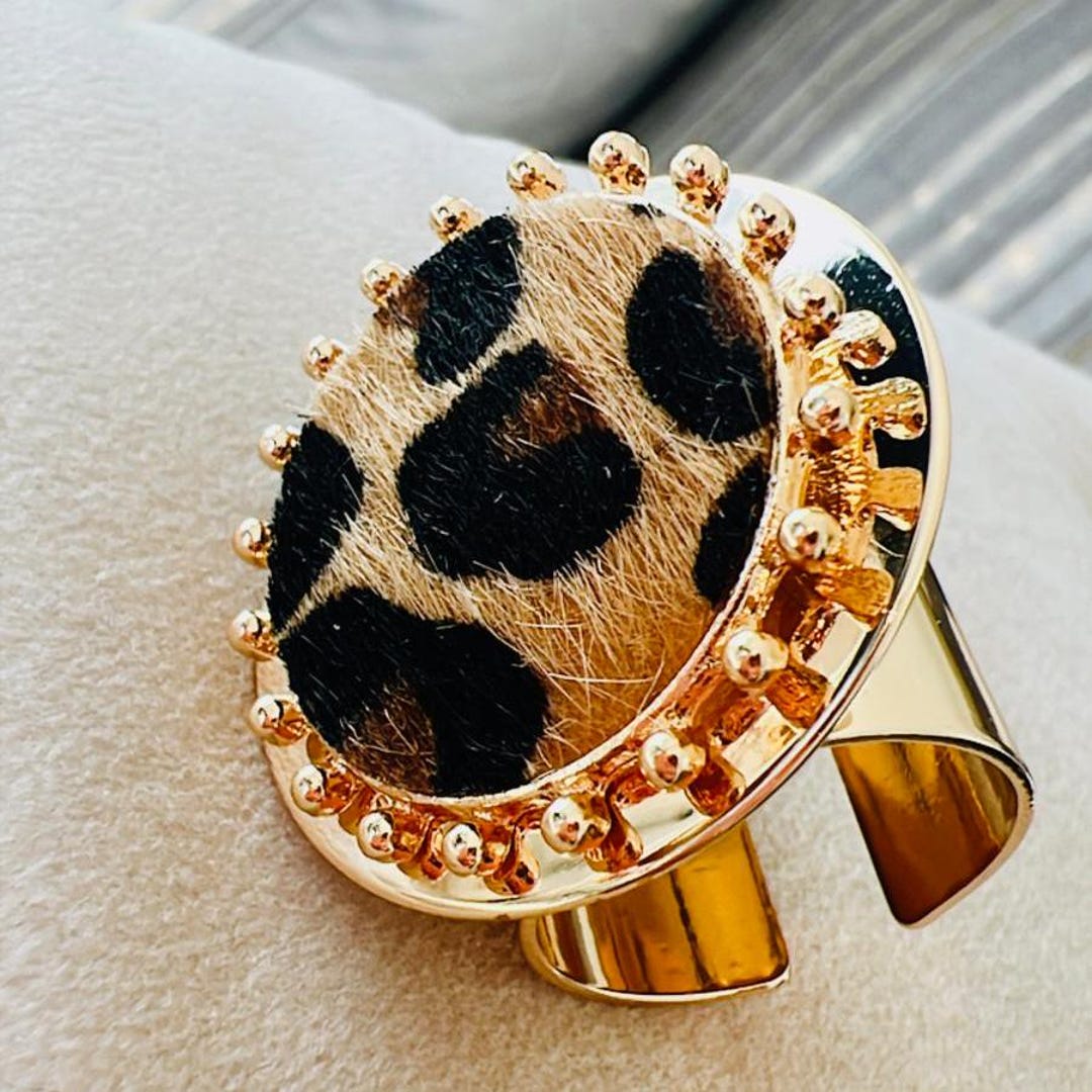 Animal Print Thick Boho Style Ring, Bold Thick Ring in Stainless Steel ...