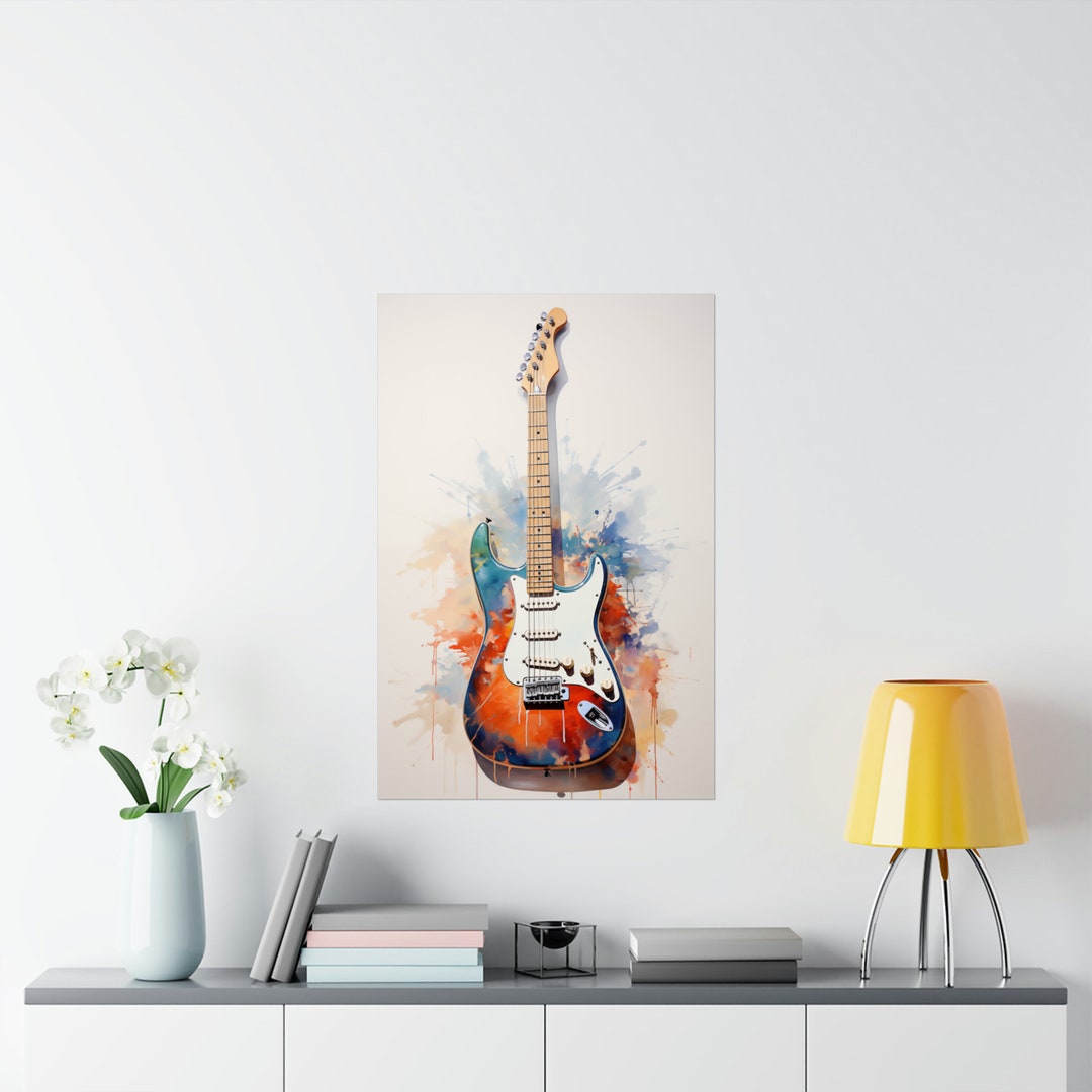 Watercolor Guitar High Definition Poster - Etsy