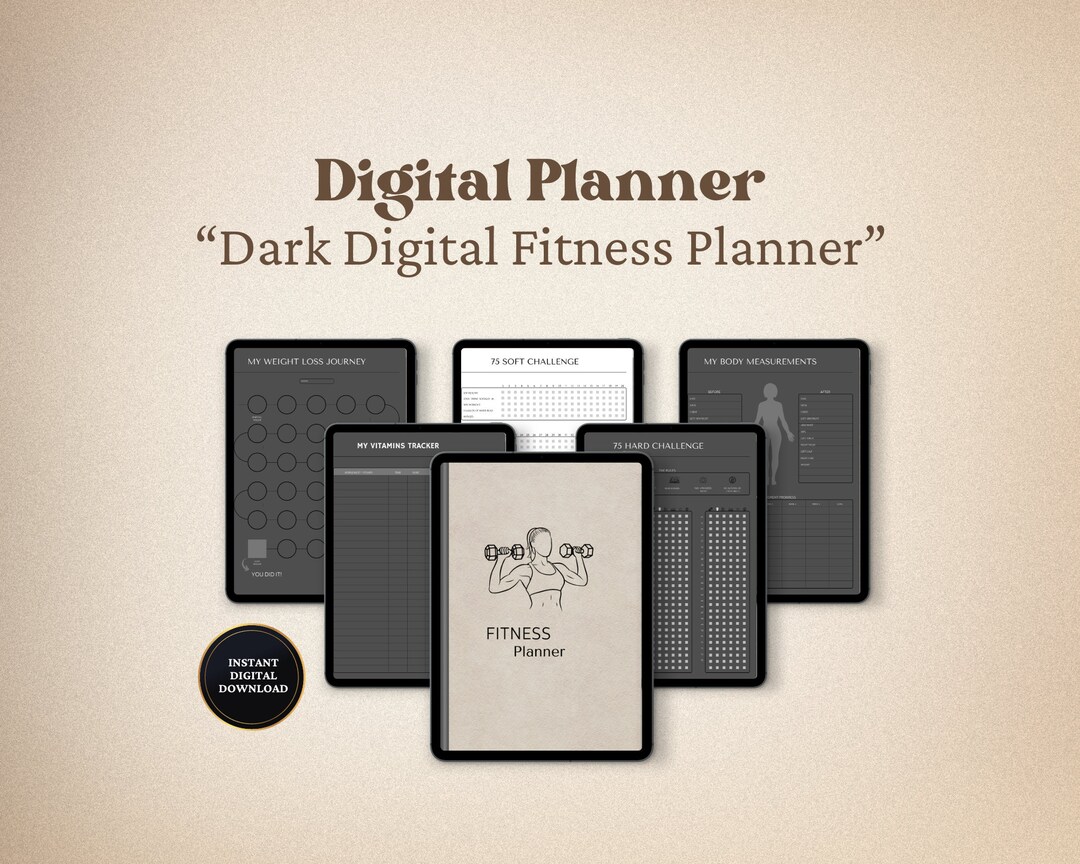 Digital Fitness Planner, Dark Digital Fitness Planner, My Daily Meal ...