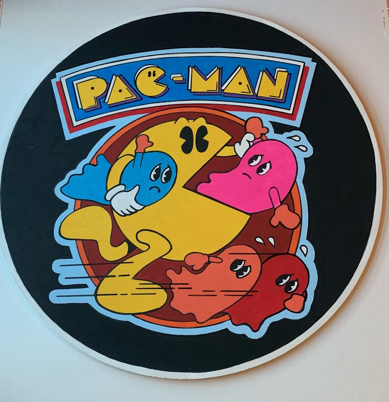 Pac-man Custom Painting Art Cartoon Character Pacman Retro 80s - Etsy