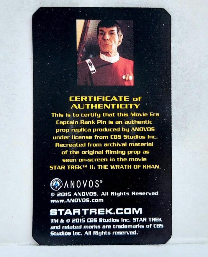 Star Trek Movie Era Captain Rank Pin - Etsy