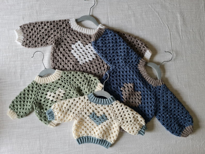 Crochet PATTERN Mini Heart Sweater sizes 0-2 2-4 4-6 and - Etsy