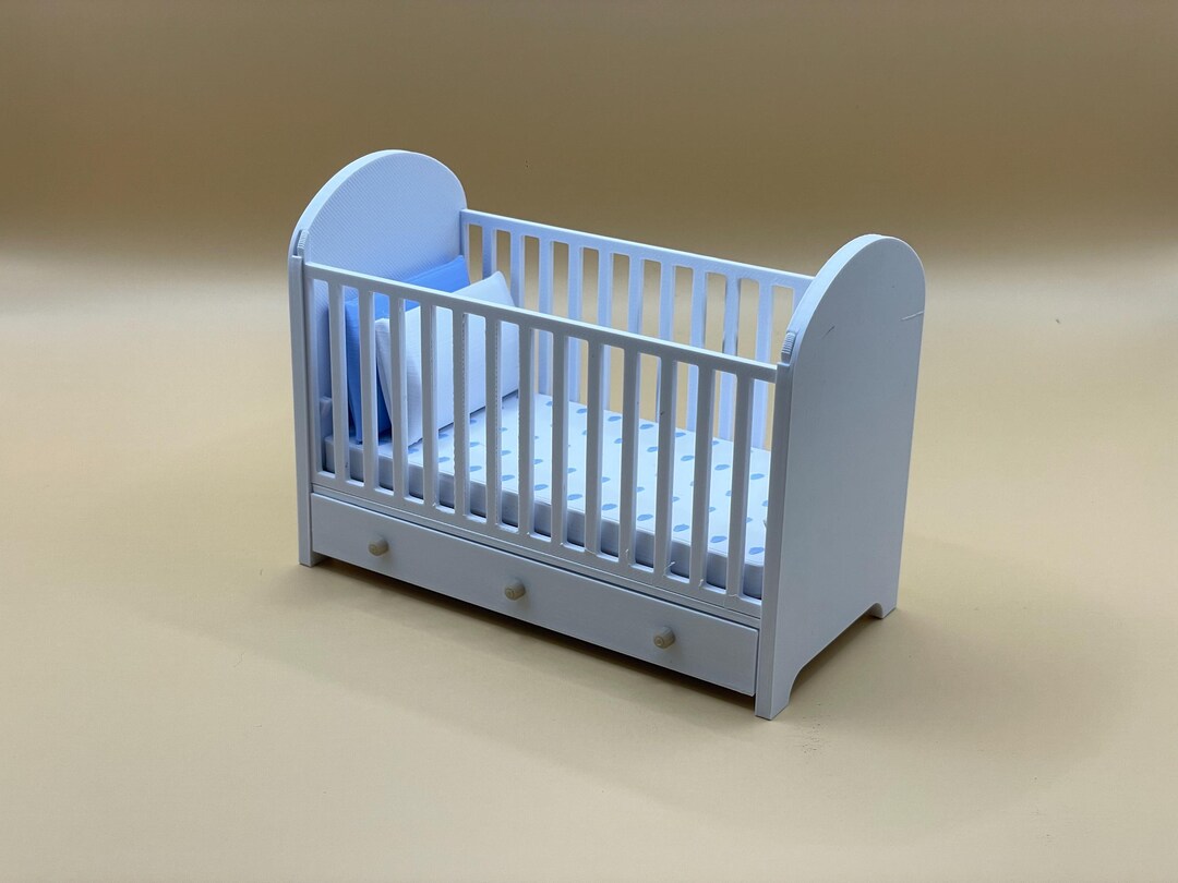 Miniature Dollhouse Crib Cot With Drawer STL 1:12 Scale File Set ...