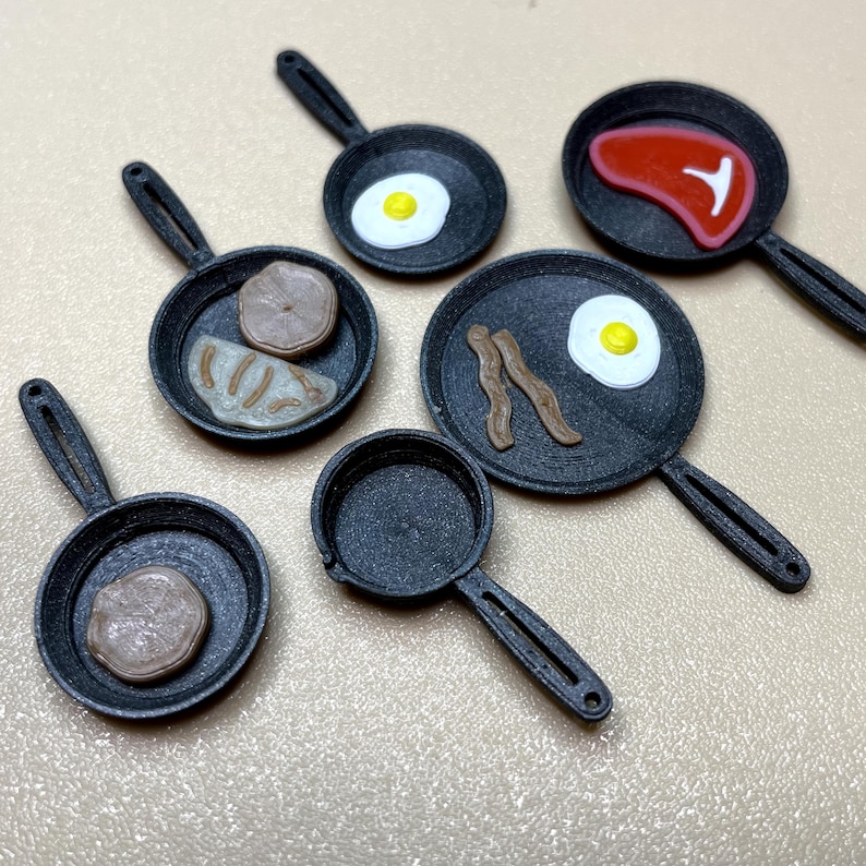 3d STL Files for Miniature Dollhouse Pan Set With Foods - 1:12 Scale ...