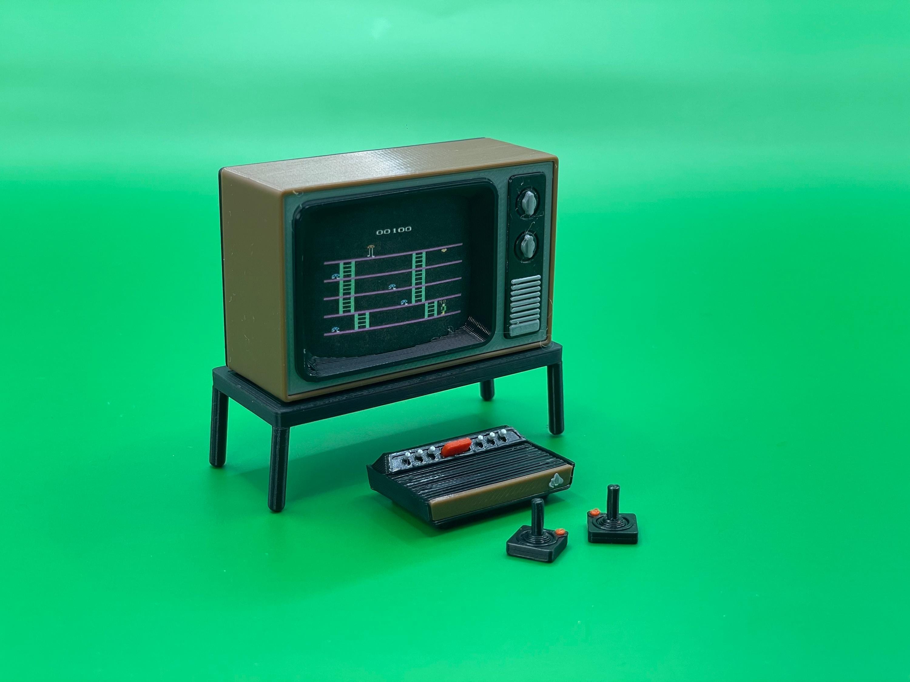 Retro 80s Gaming Setup 3D STL – 1:12 Scale Dollhouse Console & TV ...