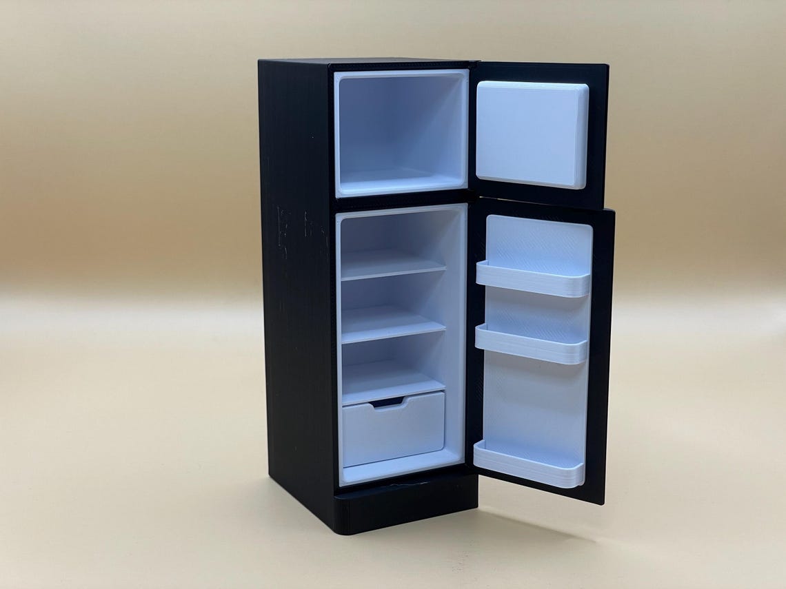 3d STL Files for Miniature Dollhouse 2 Door Fridge - Kitchen System - 1 ...