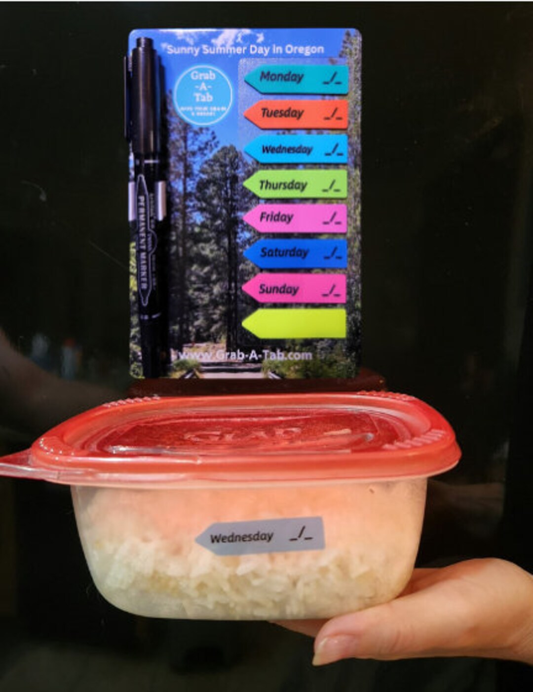 Grab-a-tab 160 Tabs-7 Days of the Week Reusable Sticky Tabs on a ...