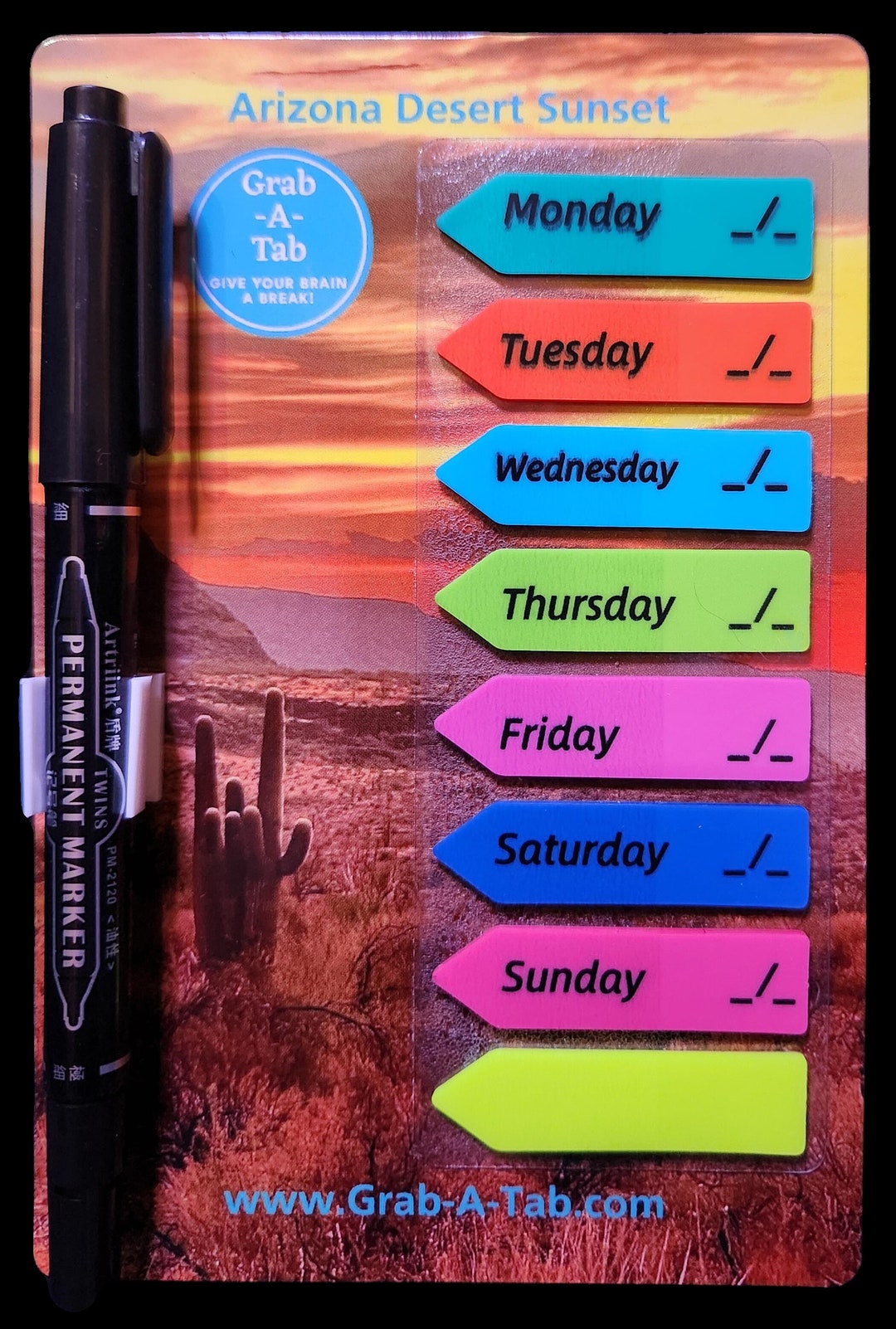 160 Tabs 7 Days of the Week Reusable Sticky Tabs on a Beautiful ...