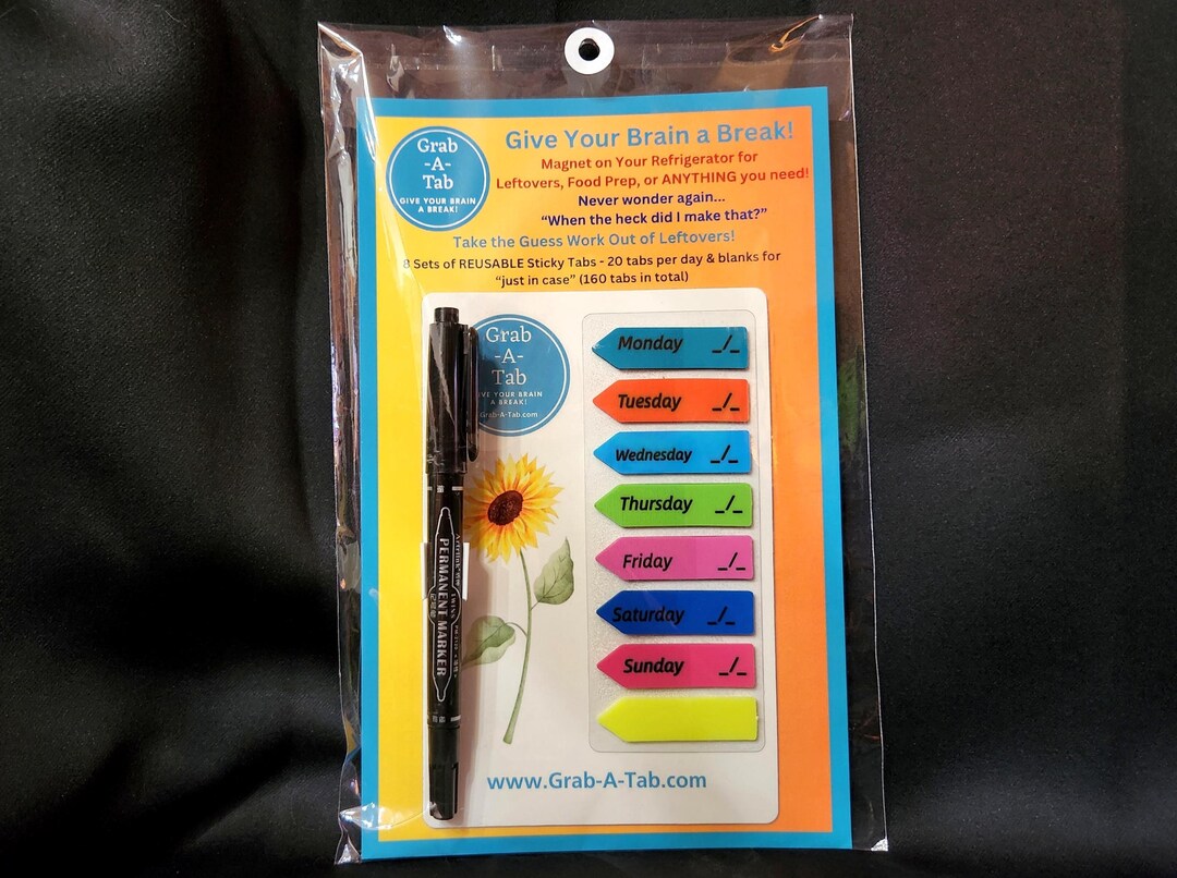 Food Labels Magnet! Grab-a-tab, Sunflower! 160 Tabs- 7 Days/wk Reusable ...