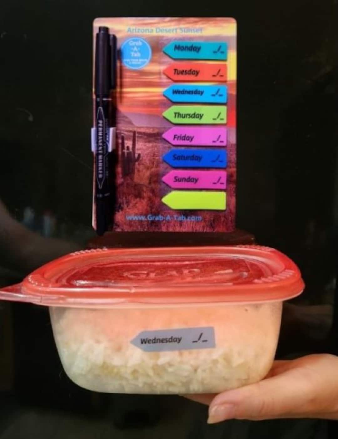 Grab-a-tab 160 Tabs-7 Days of the Week Reusable Sticky Tabs on a ...