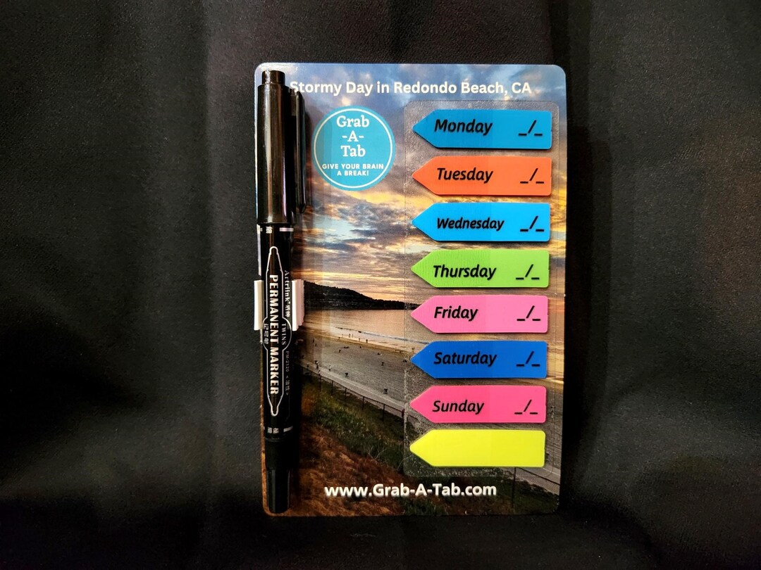 160 Tabs 7 Days of the Week Reusable Sticky Tabs on a Beautiful ...