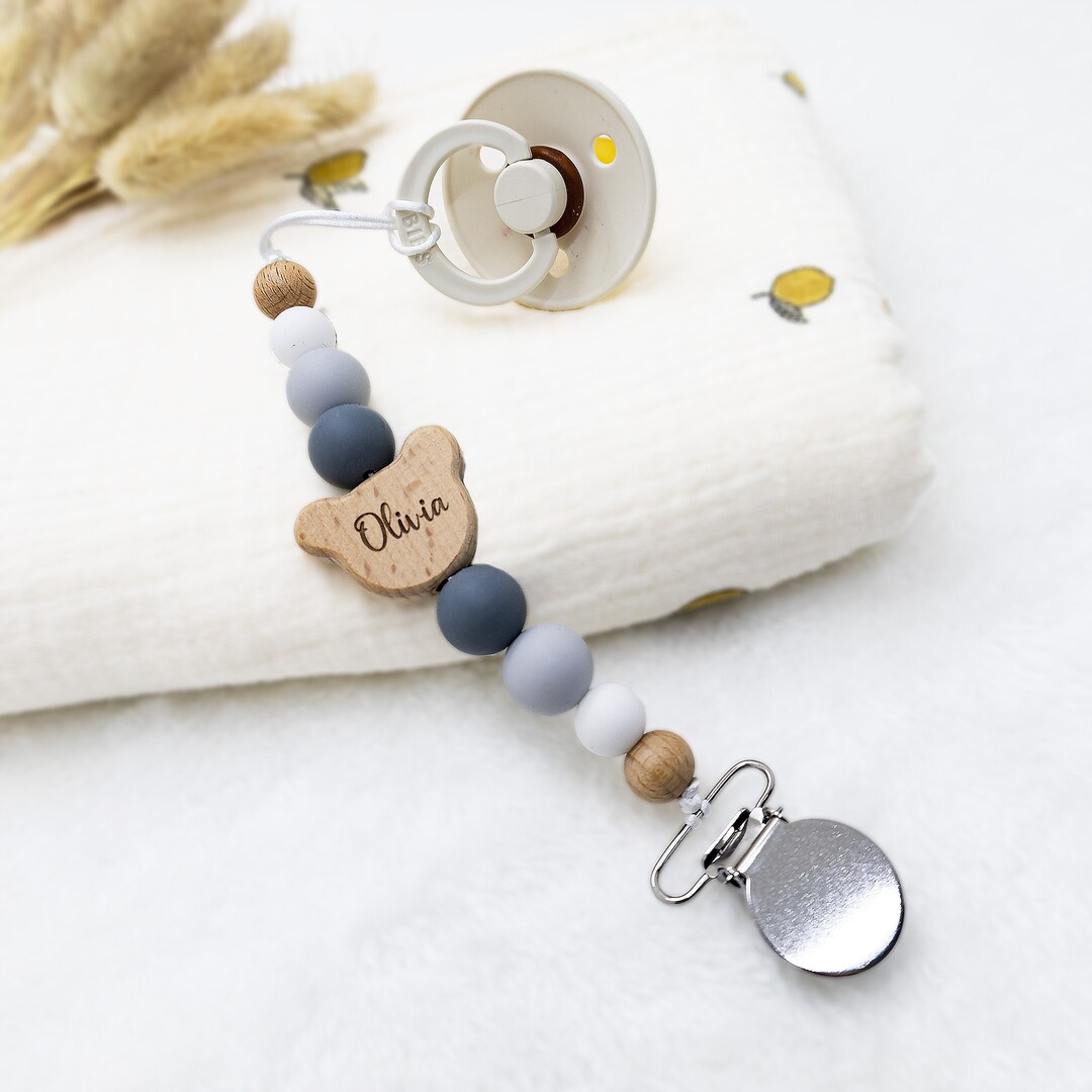 Personalized Pacifier Cilp/attachment Clip / Beech Wooden Clip ...