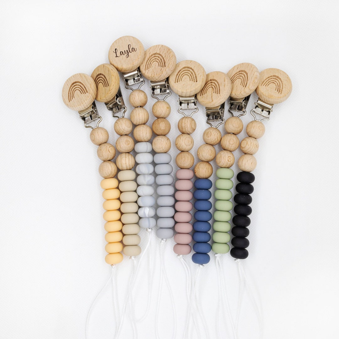 Personalized Pacifier Cilp/attachment Clip / Beech Wooden Clip ...
