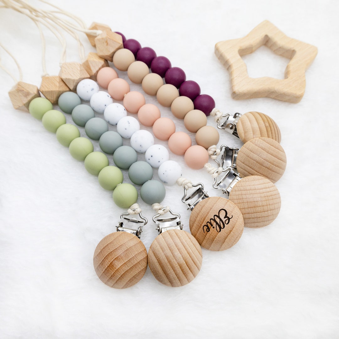 Personalized Pacifier Cilp/attachment Clip / Beech Wooden Clip ...