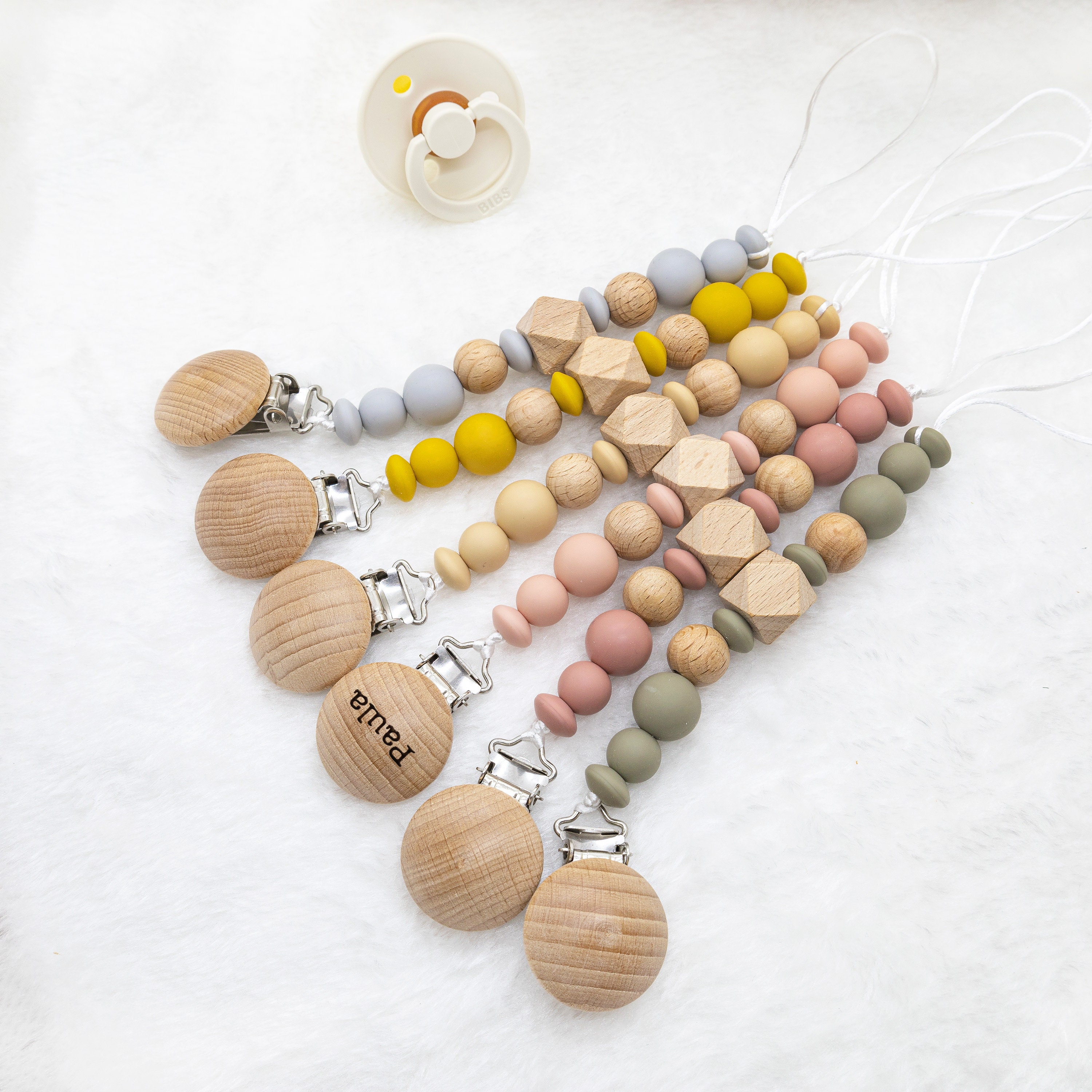 Personalized Pacifier Cilp/attachment Clip / Beech Wooden Clip ...