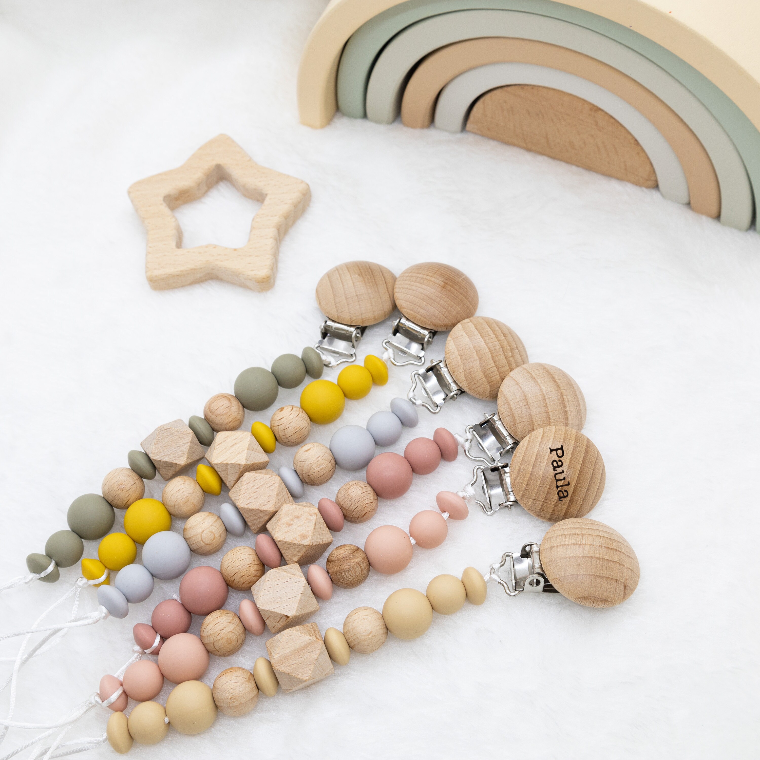 Personalized Pacifier Cilp/attachment Clip / Beech Wooden Clip ...