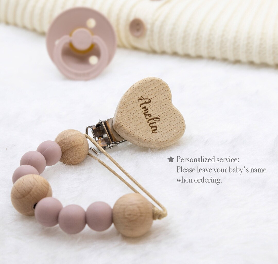 Personalized Pacifier Cilp/attachment Clip / Beech Wooden Clip ...