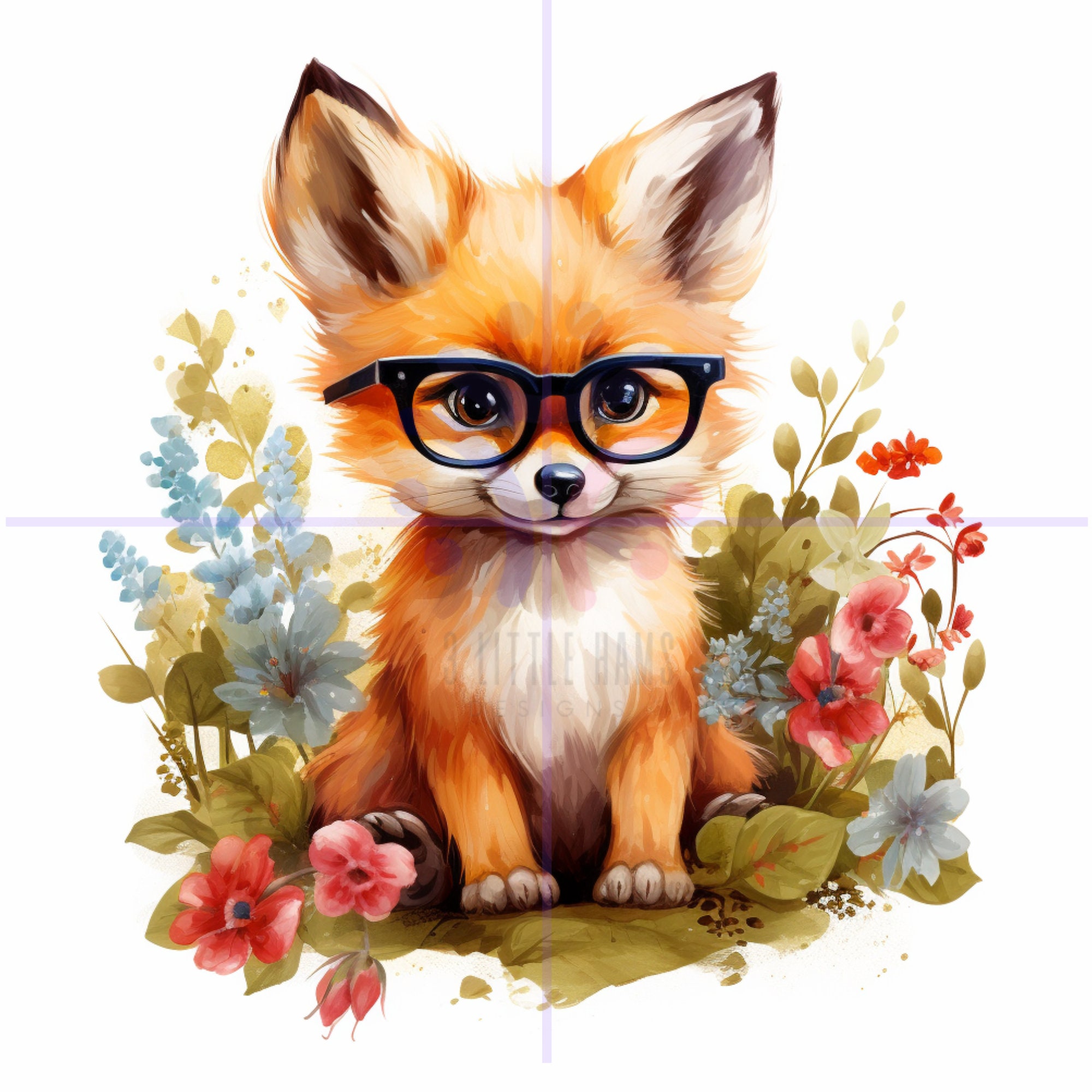Cute Baby Fox With Glasses, PNG, Playful Fox, Studious Fox, Nursery ...