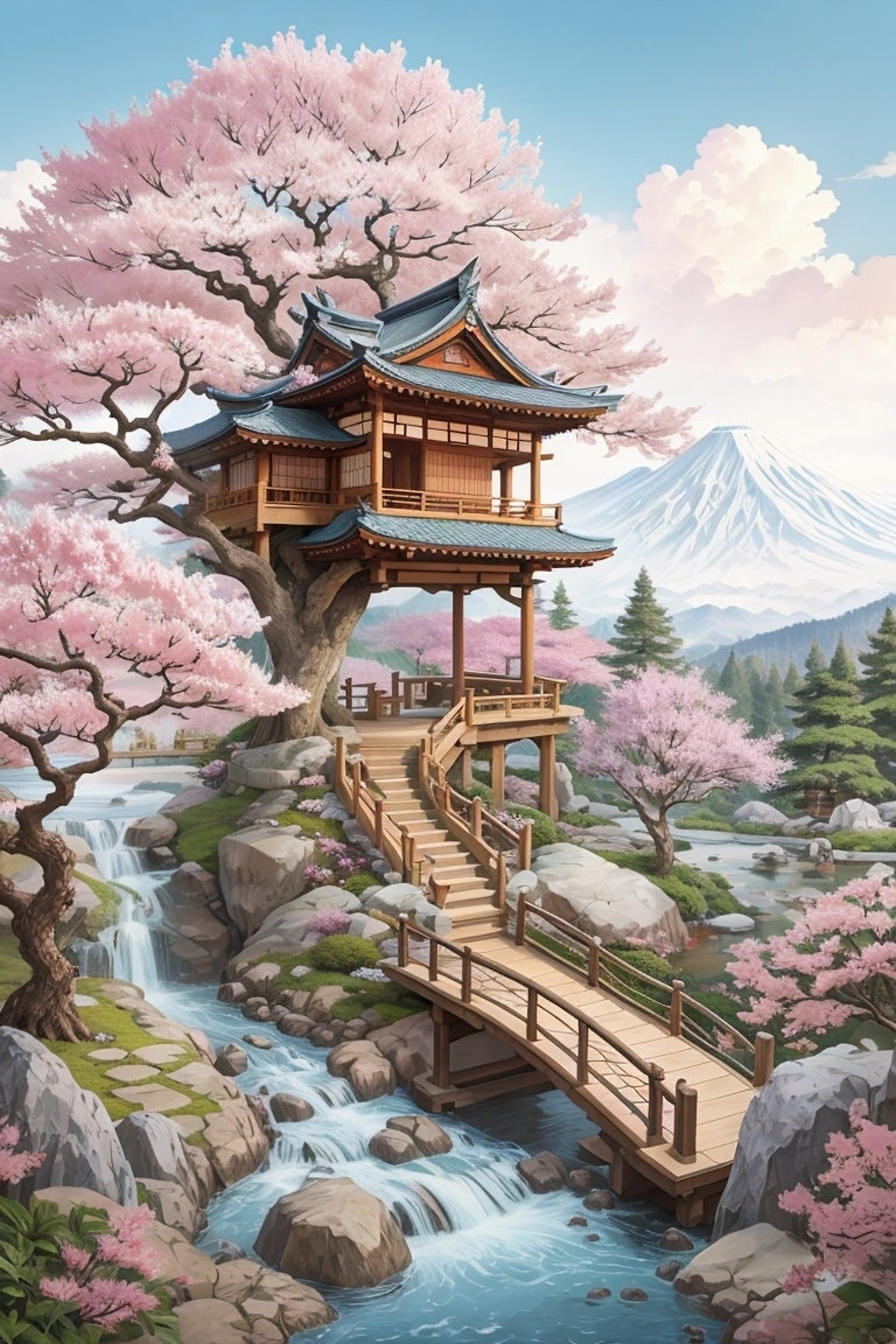 Japanese Treehouse Garden Cherry Blossom - Etsy