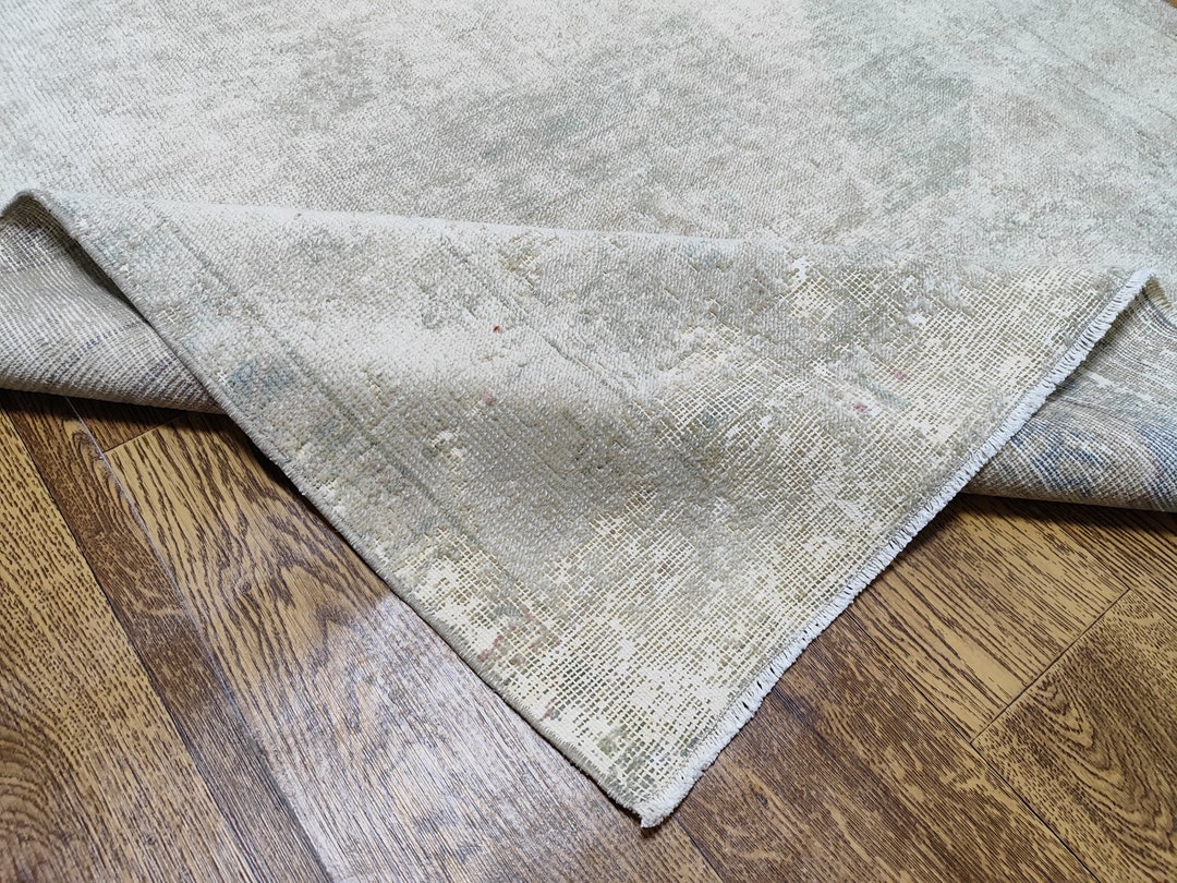 4.4x9.0 Beige Faded Navy Red Turkish Rug, 4x9 Neatrul Oushak Rug ...