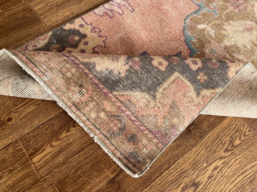 3x9 Pink Blue Green Turkish Runner Rug, 3x9 Handmade Vintage Runner ...