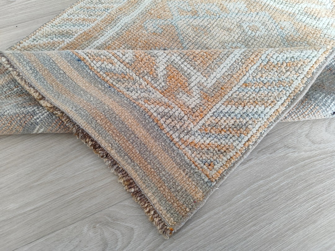 Handmade 3x12 Orange Beige Blue Vintage Runner, 3x12 Wool Turkish ...