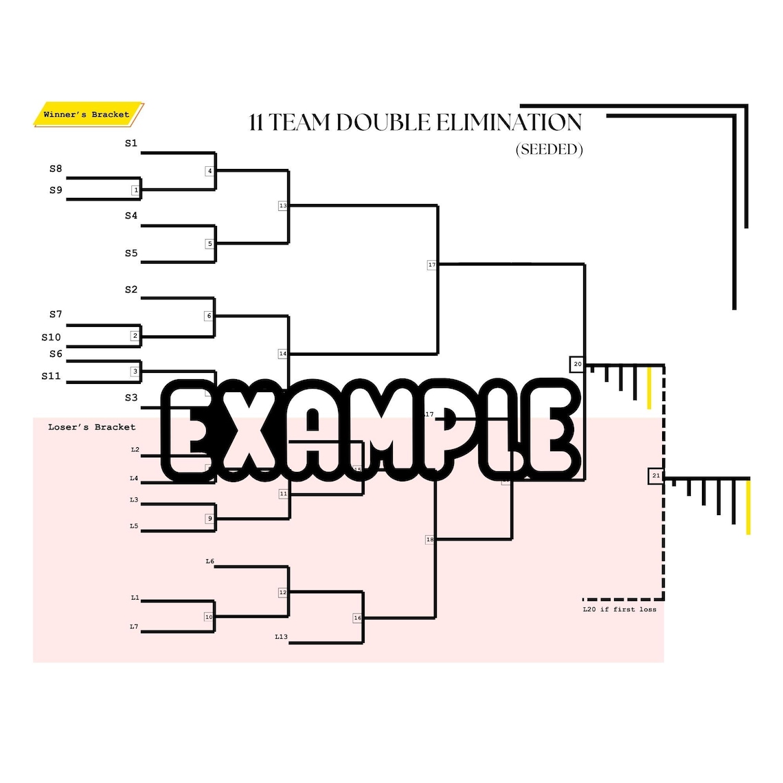 Professional Double Elimination Tournament Brackets (printable) - 6 to ...