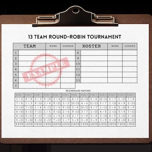 Professional Round-robin Tournament Brackets (printable PDF) | 4 to 16 ...