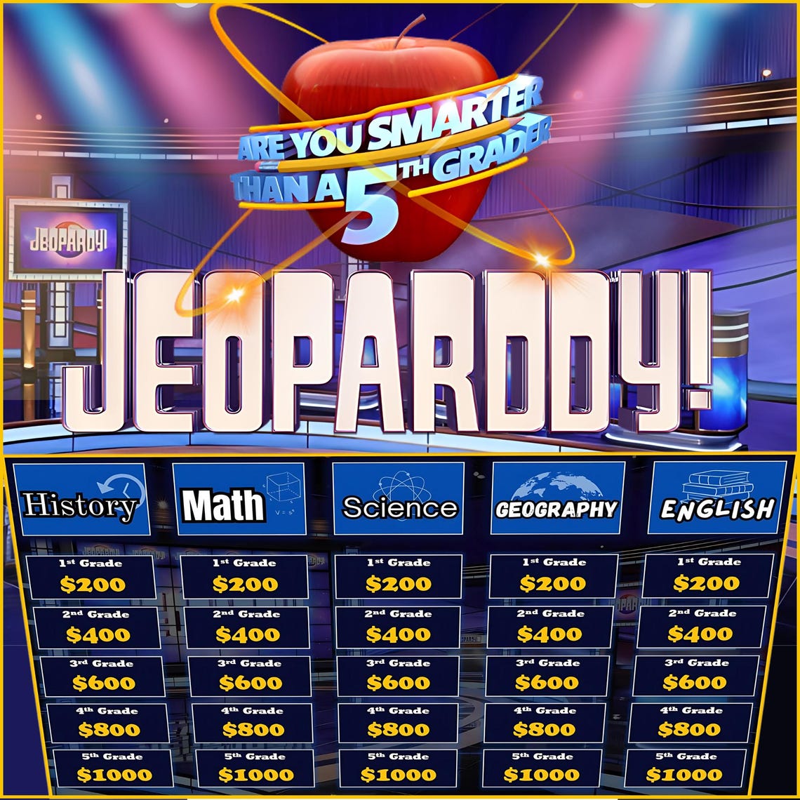 Are You Smarter Than a 5th Grader: Jeoparddy Edition - Interactive ...